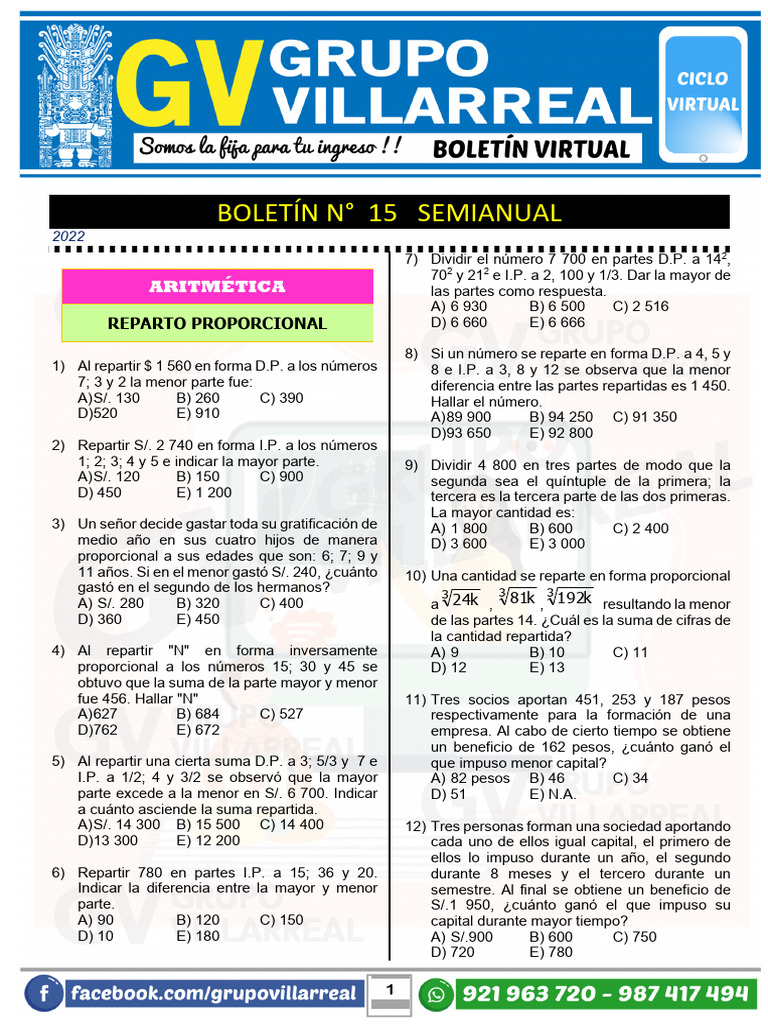 Semianual - Arit - #15 Reparto Proporcional | PDF