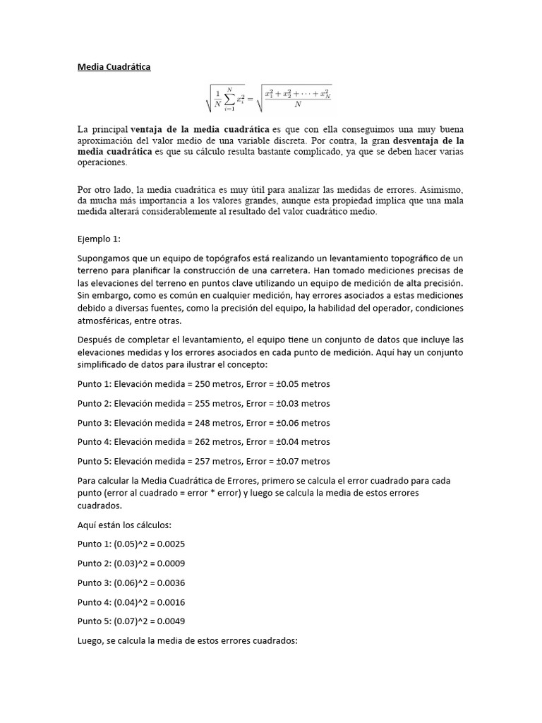 Media Cuadrática, Media Geométrica y Media Armónica | PDF | Medición ...