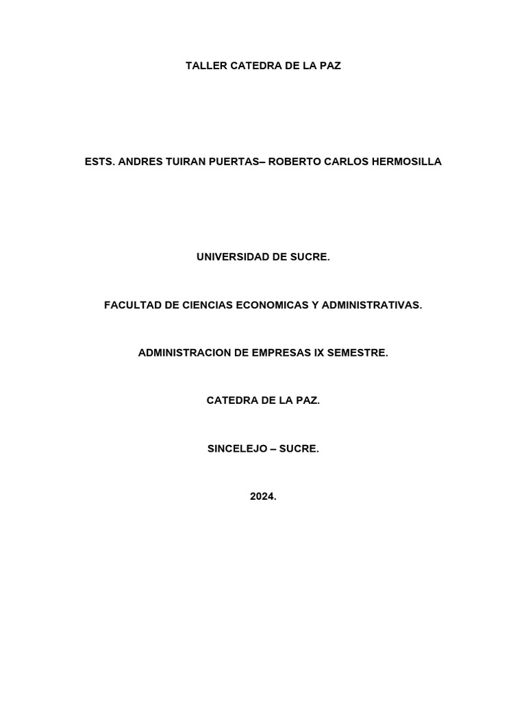 Catedra de Paz | PDF | Paz | Participación pública
