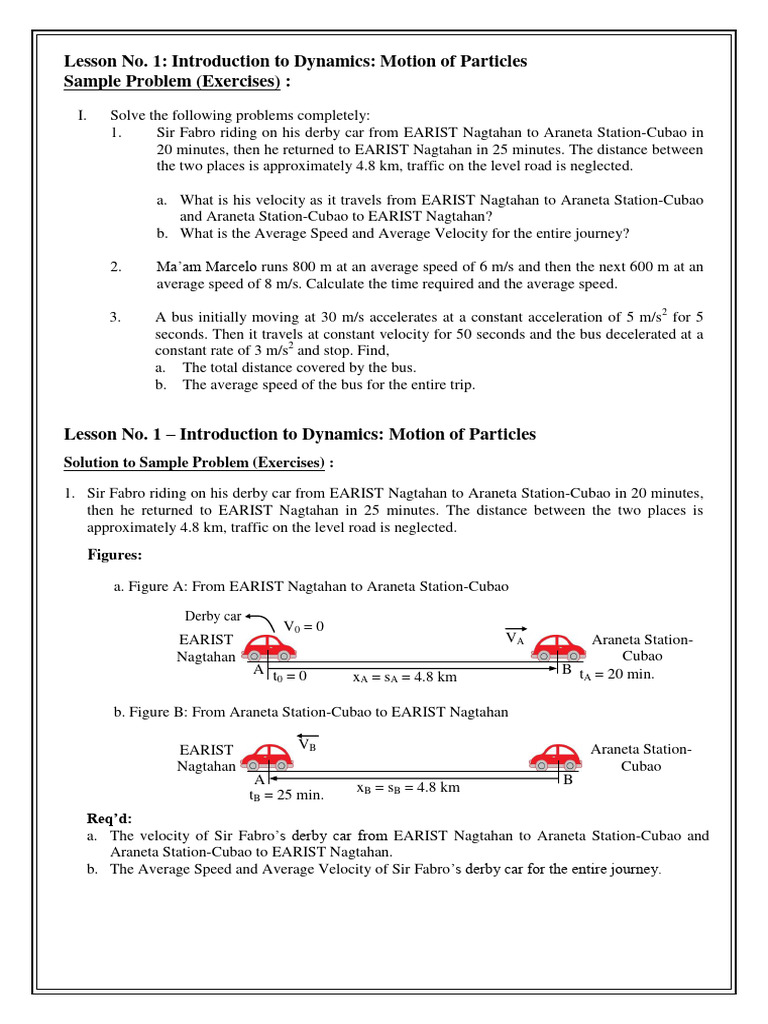 Lesson No.1.Exercises - Dynamics of Rigid Bodies - Motion of Particles - Apr2024 | Download Free ...