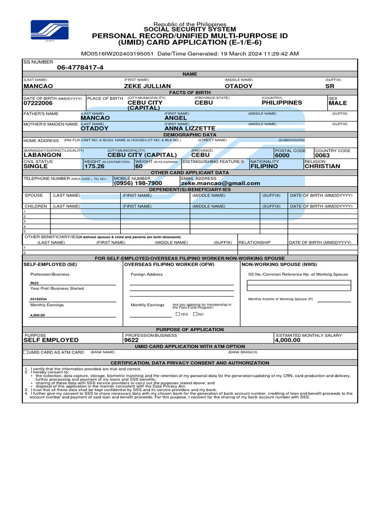 UMID Card Application Guide | PDF | Identity Document