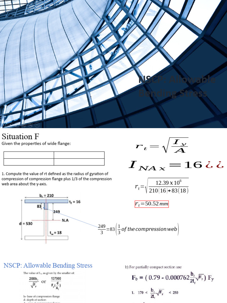 Allowable Bending Stress in Steel Beams | PDF | Bending | Beam (Structure)