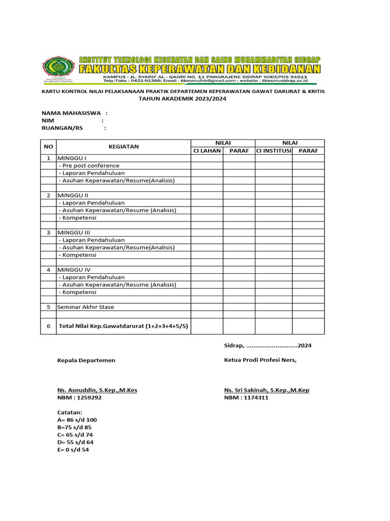 Lembar Nilai Gadar | PDF