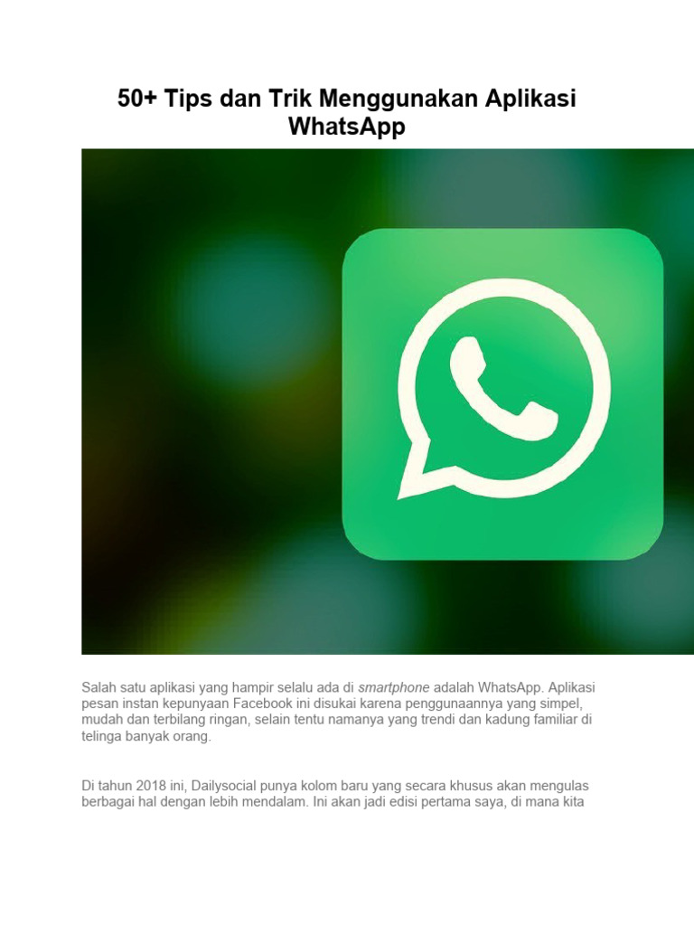 Panduan Tips Menggunakan Whatsapp | PDF