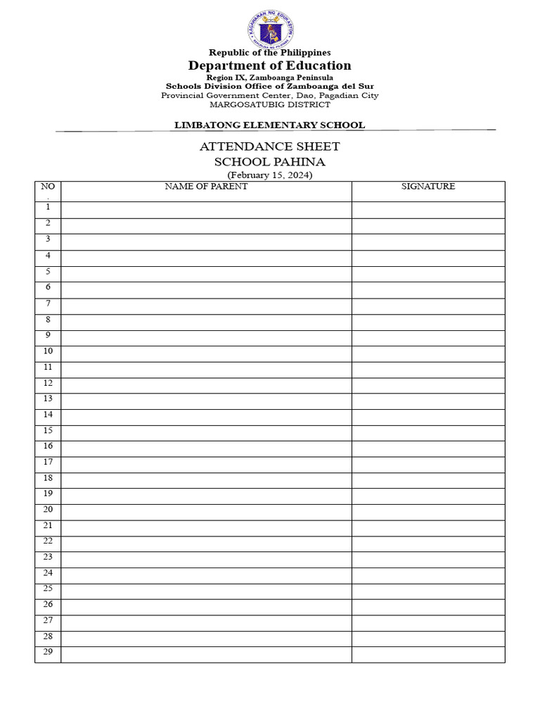 PTA Attendance | PDF