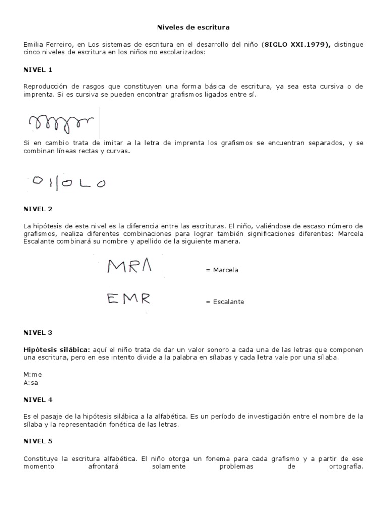 Niveles De Escritura Emilia Ferreiro