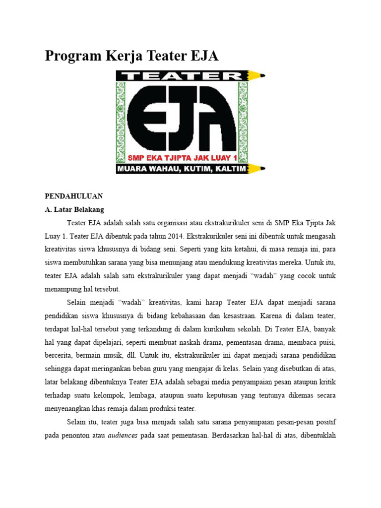 Program Kerja Teater EJA | PDF