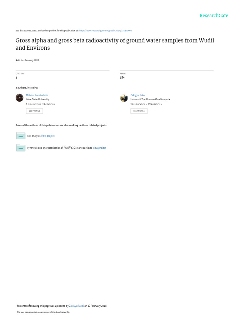 Gross Alpha and Gross Beta Radioactivity of Ground | PDF | Ionizing ...