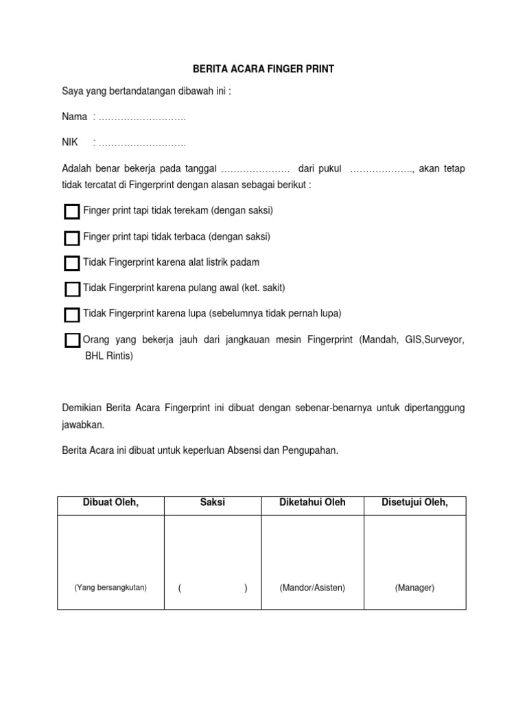 5 Berita Acara Finger Print | PDF
