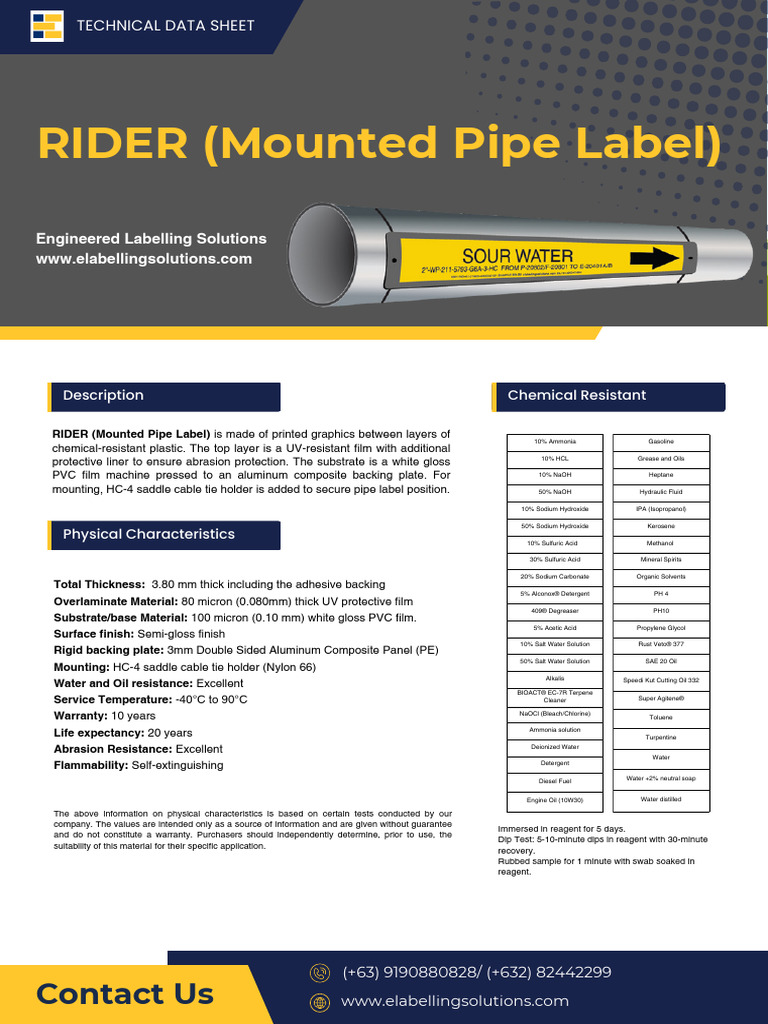 RIDER (Mounted Pipe Label) | Download Free PDF | Sodium Hydroxide ...