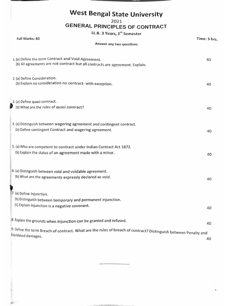 3-Yrs LLB Questions 2021 | PDF
