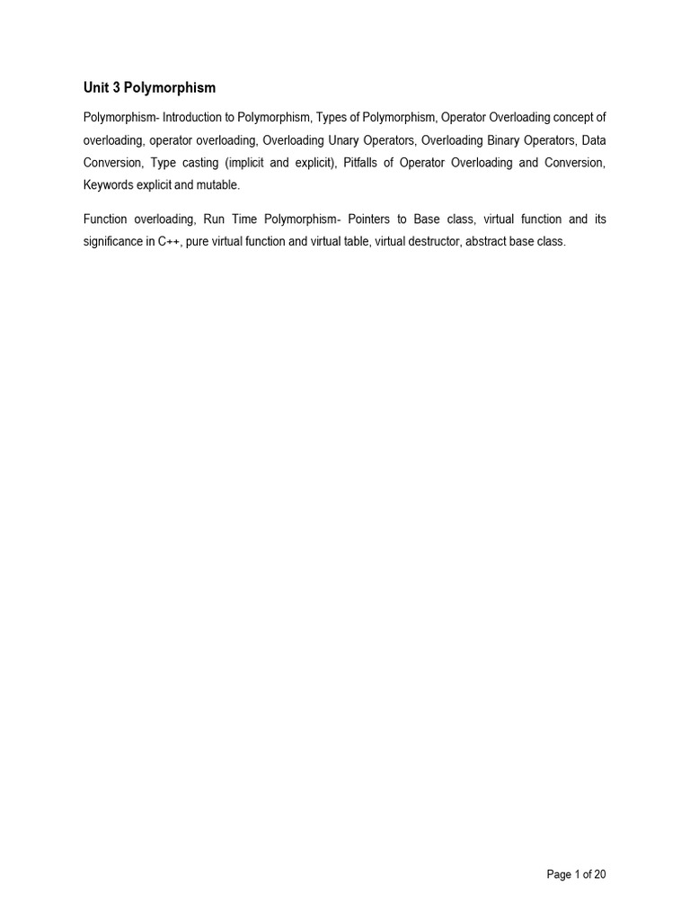 Oop Notes Unit 3 Pdf Method Computer Programming C 4774