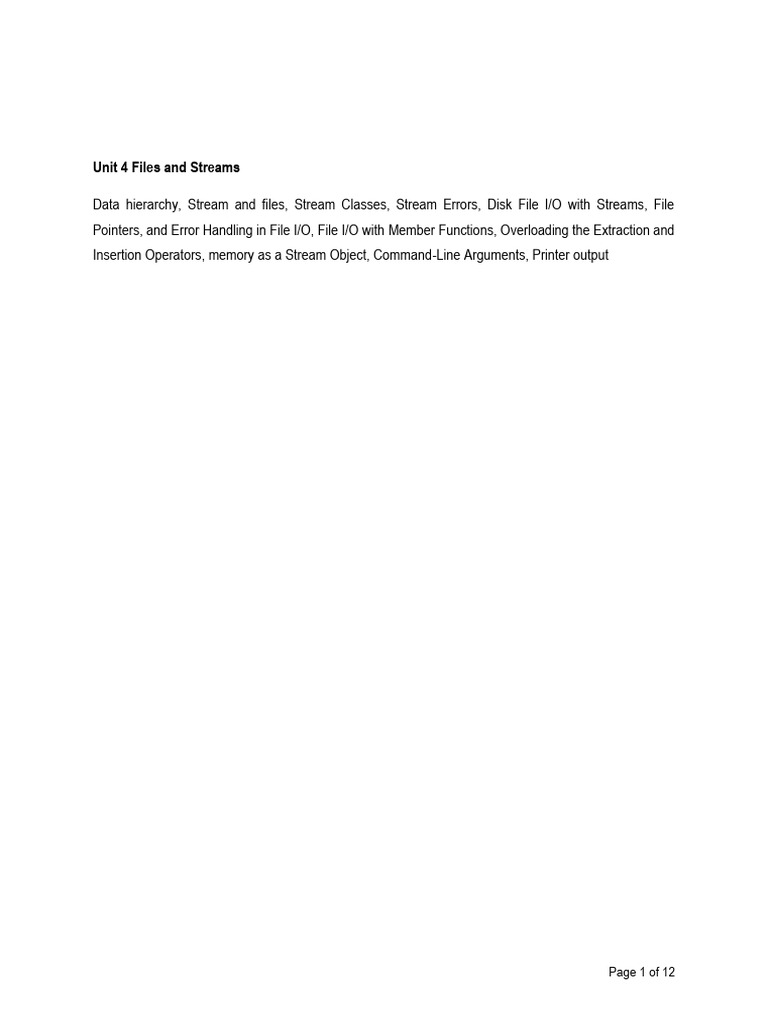 Oop Notes Unit 4 Pdf C Input Output