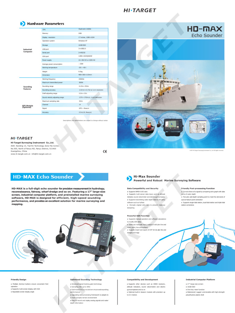Hi Target HD MAX Echo Sounder | PDF | Surveying | Global Positioning System