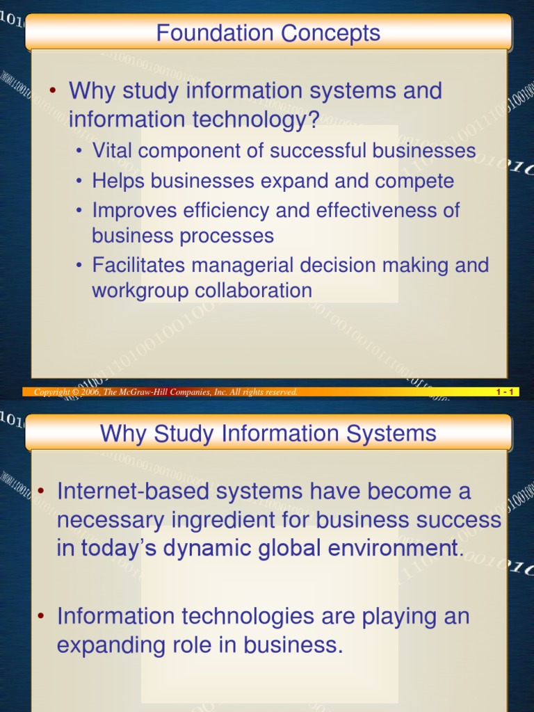 Foundation Concepts Why Study Information Systems and Information ...