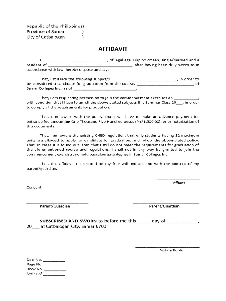 Graduation Affidavit for Students | PDF