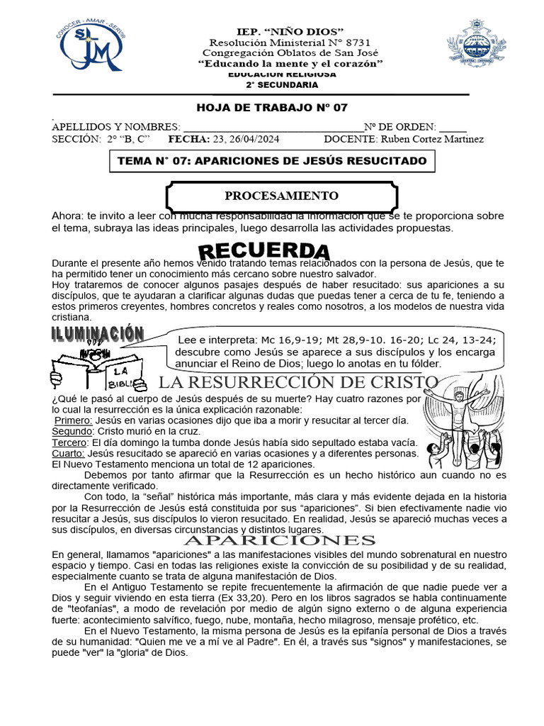 Apariciones de Jesus Resucitado 2 | PDF | La resurrección de Jesús | Jesús