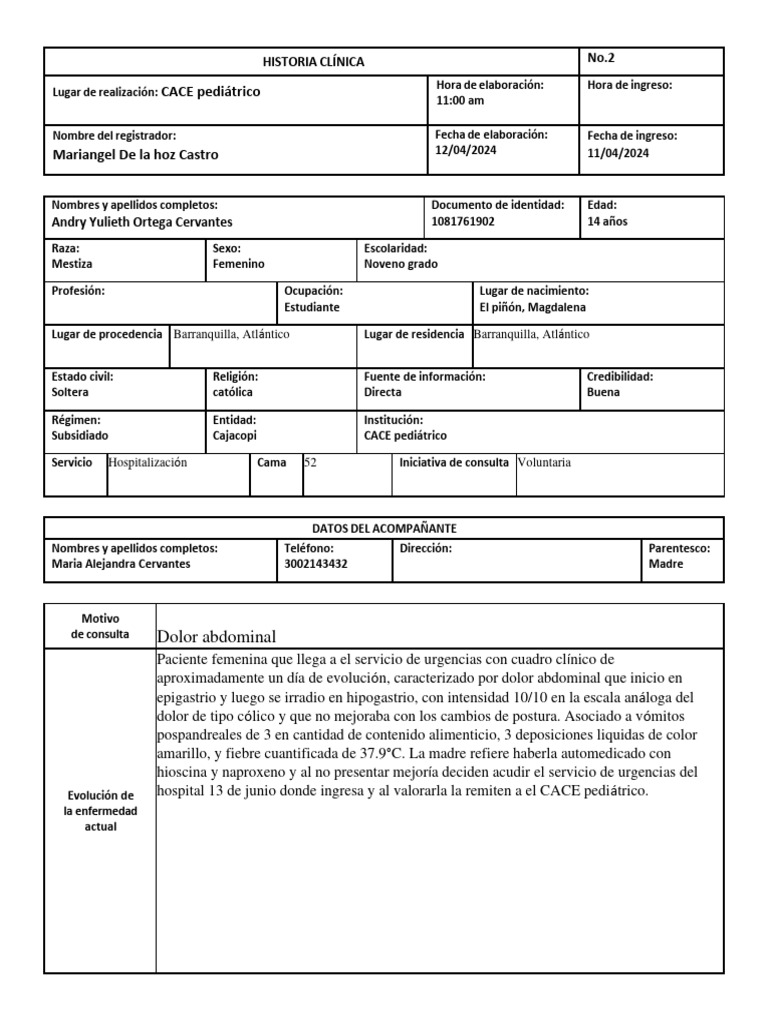 Historia Clinica | PDF | Medicina CLINICA | Enfermedades y trastornos