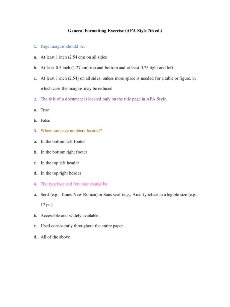 Apa Quiz Pdf Typefaces Citation