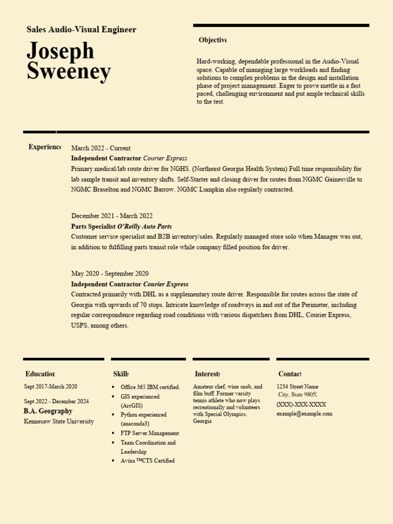 Joseph Sweeney: Sales Audio-Visual Engineer | PDF