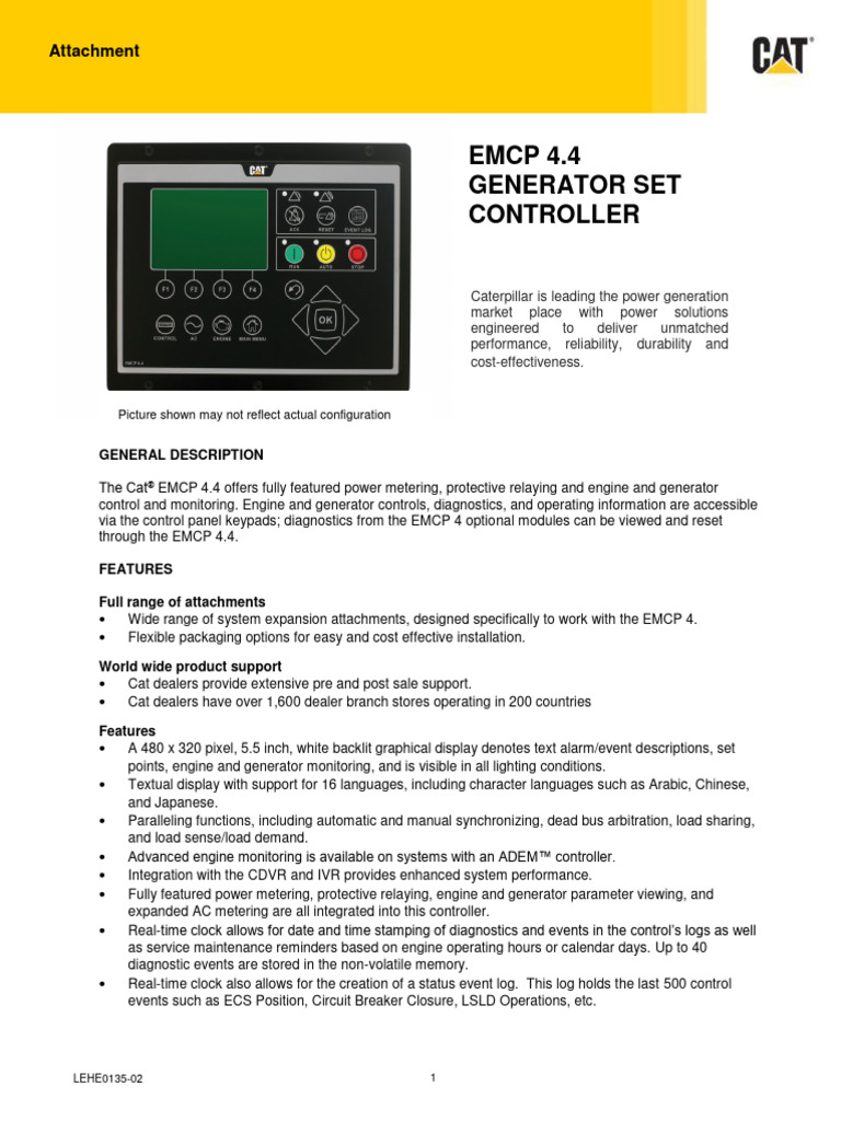EMCP 4.4 Generator Set Controller (LEHE0135-02) | PDF | Electric Generator | Electrical Engineering