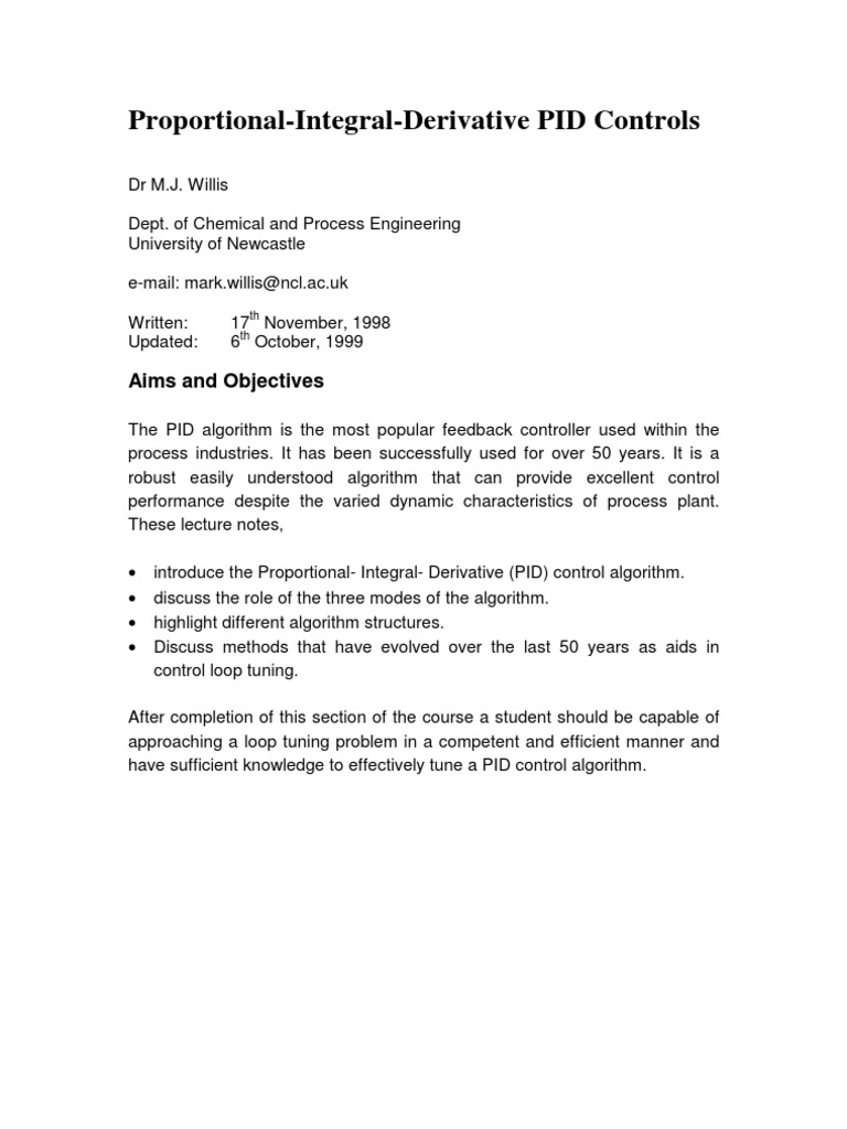 Understanding PID Control Algorithms | PDF | Control Theory | Emergence