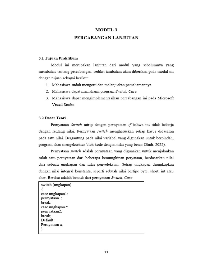 MODUL 3 Bahasa C# Percabangan | PDF