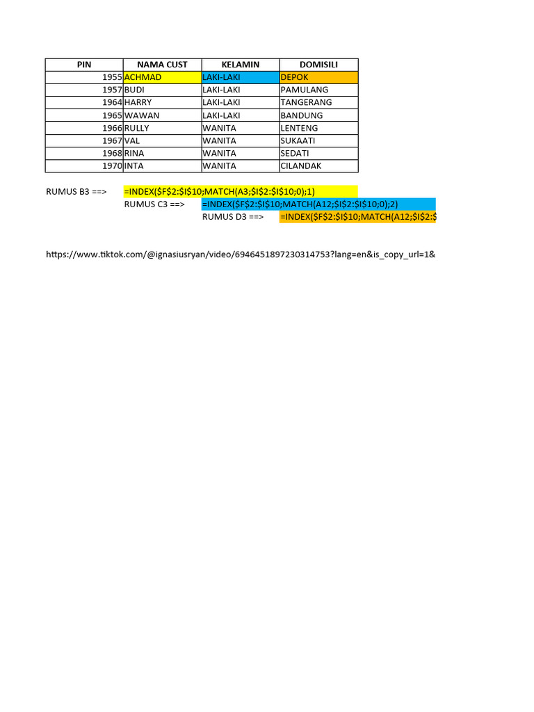 Rumus Index Match | PDF