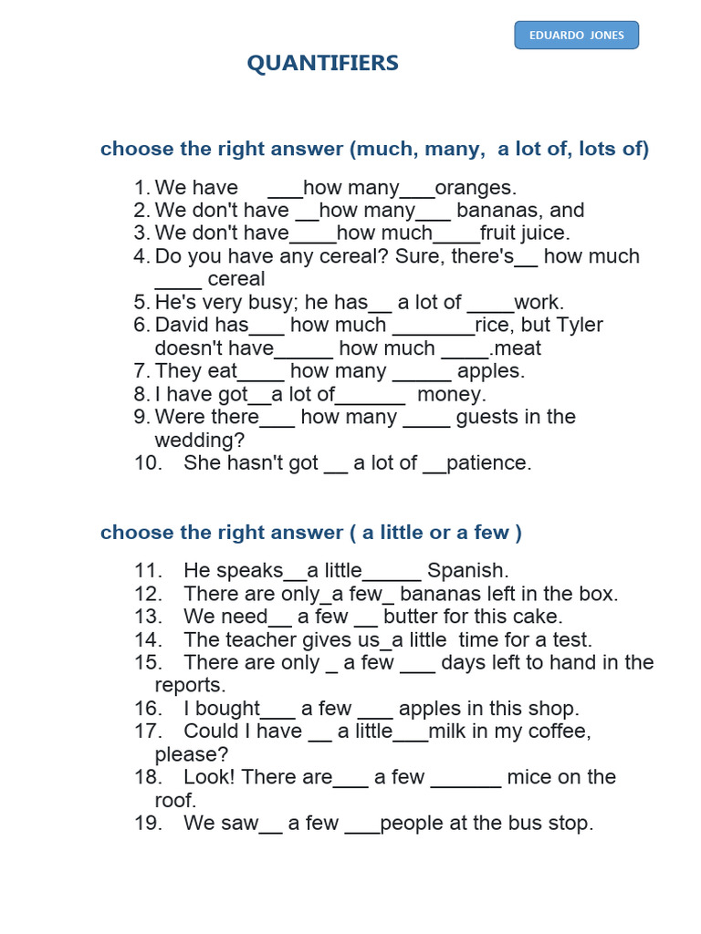 Quantifiers | PDF | Language Arts & Discipline