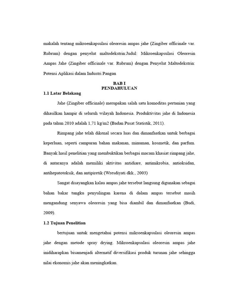 Makalah Tentang Mikroenkapsulasi Oleoresin Ampas Jahe | PDF | Teknologi ...