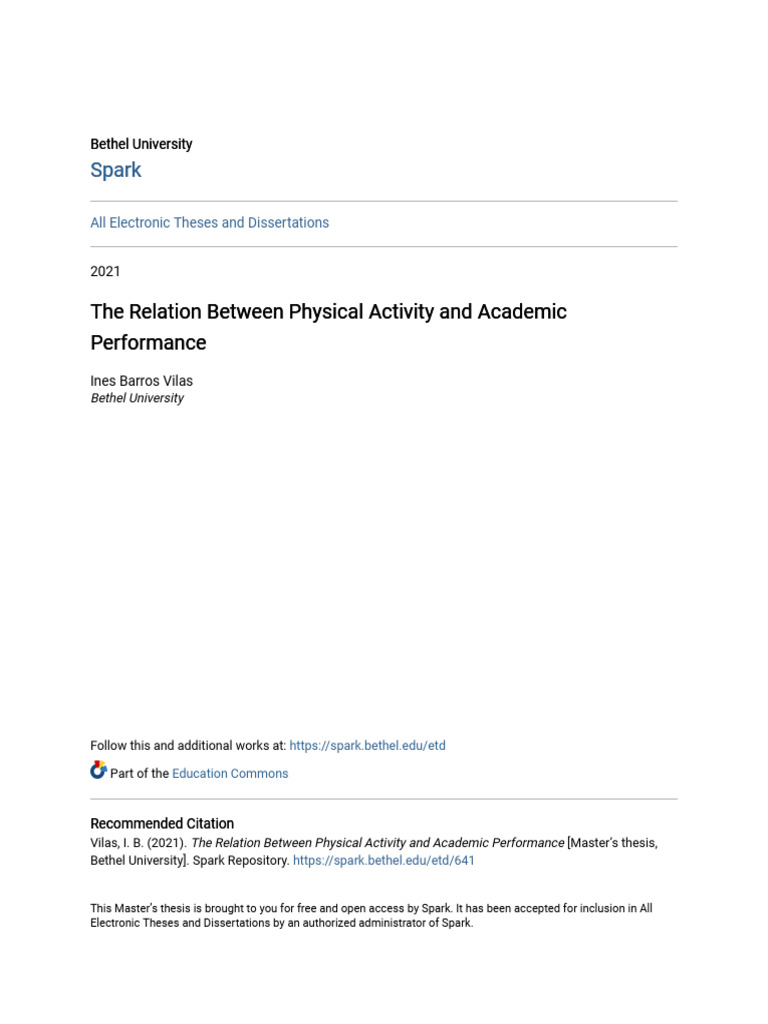 The Relation Between Physical Activity and Academic Performance | PDF ...