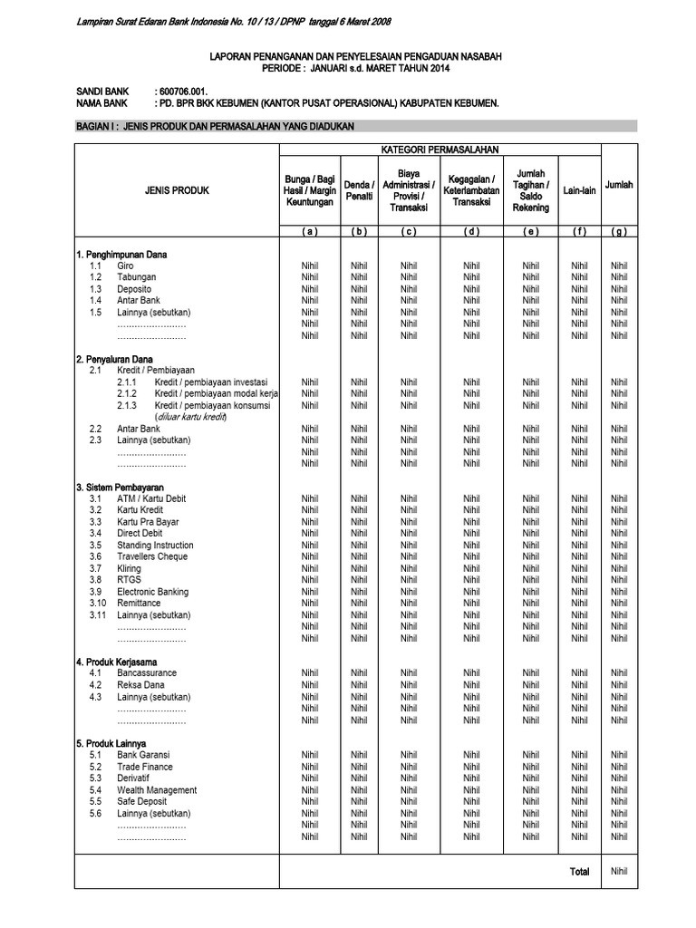 Form Pengaduan Nasabah | PDF