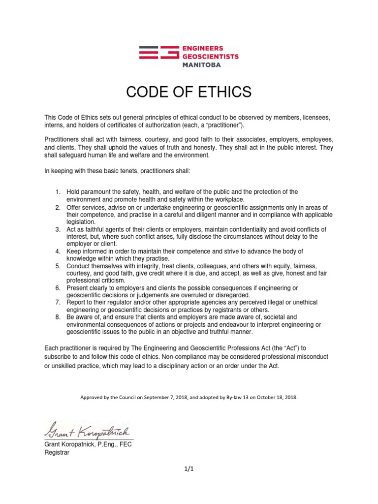 Code of Ethics | PDF | Employment