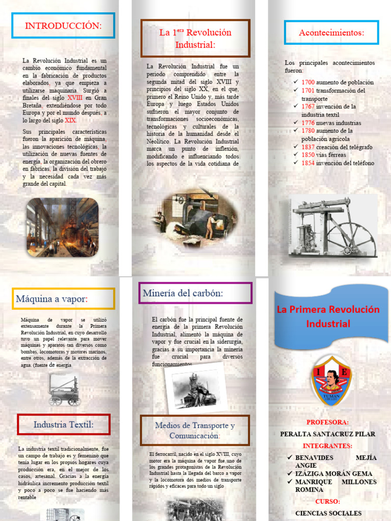 Triptico de La Primera Revolución Industrial | PDF | Revolución ...