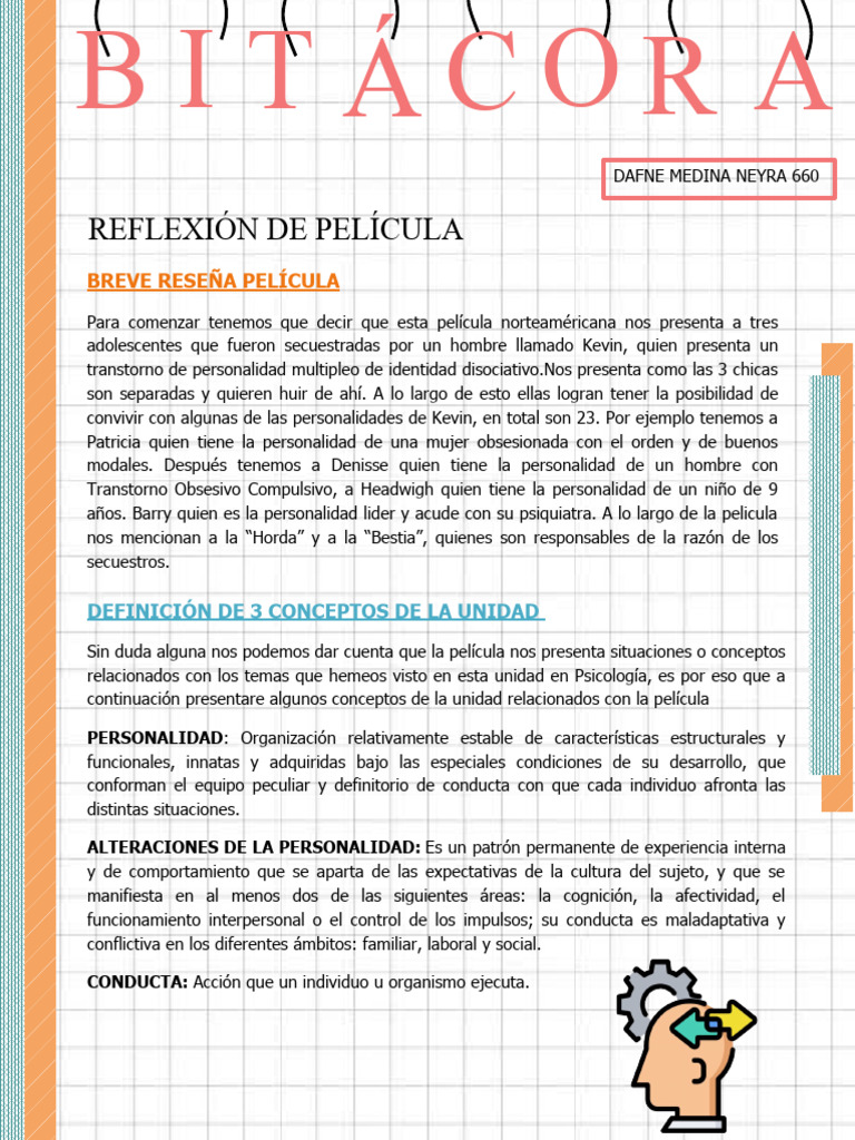 Bitacora de Reflexion Dafne Medina Neyra 660 | PDF | Trastorno mental | Sicología