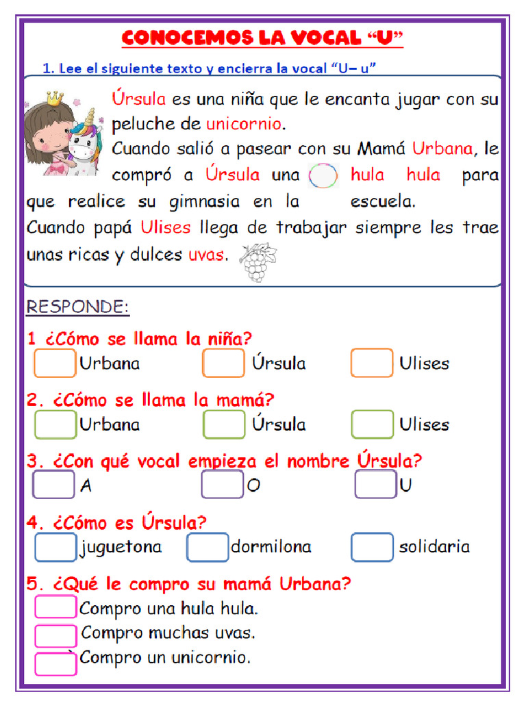 Conociendo La Vocal U | PDF