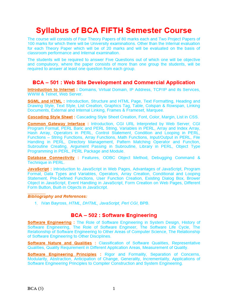 Bca (5 Sem) | PDF | World Wide Web | Internet & Web