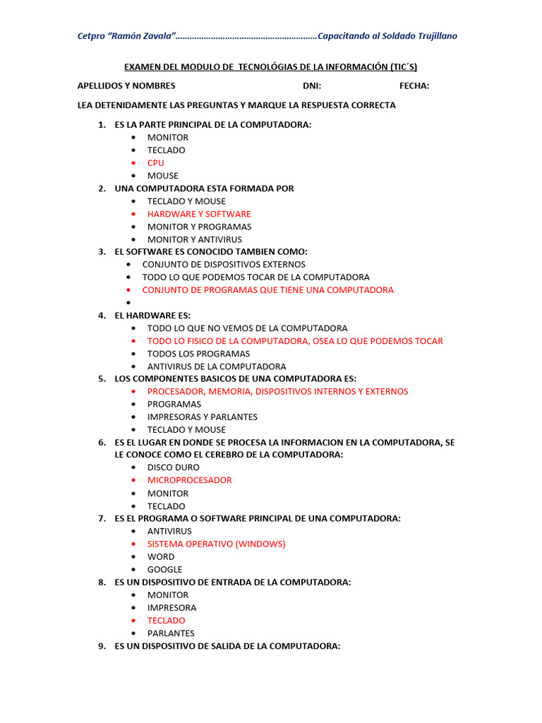 EXAMEN DE TICS | PDF