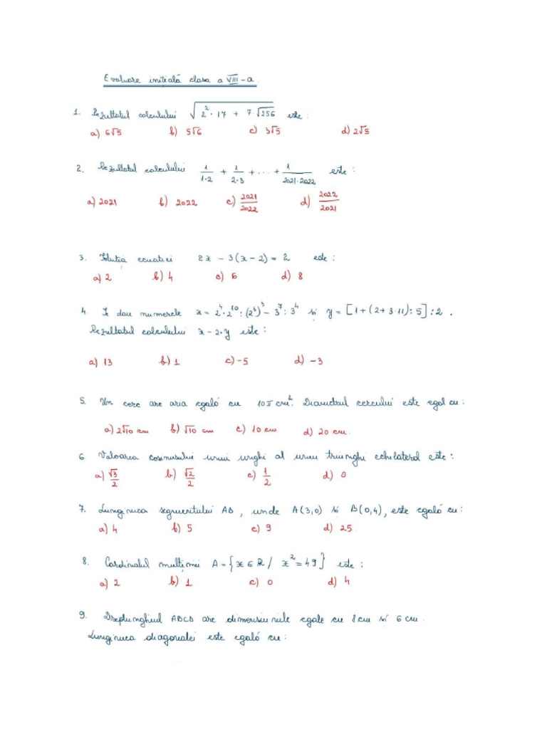 Evaluare Initiala | PDF