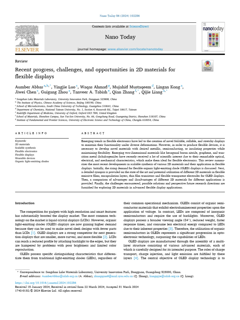 Recent progress, challenges, and opportunities in 2D materials for ...