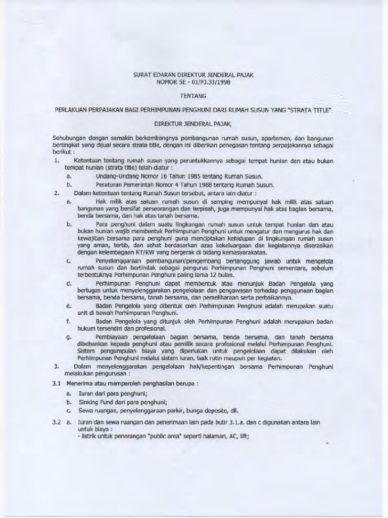 Peraturan Perpajakan Penghuni Rumah Susun | PDF