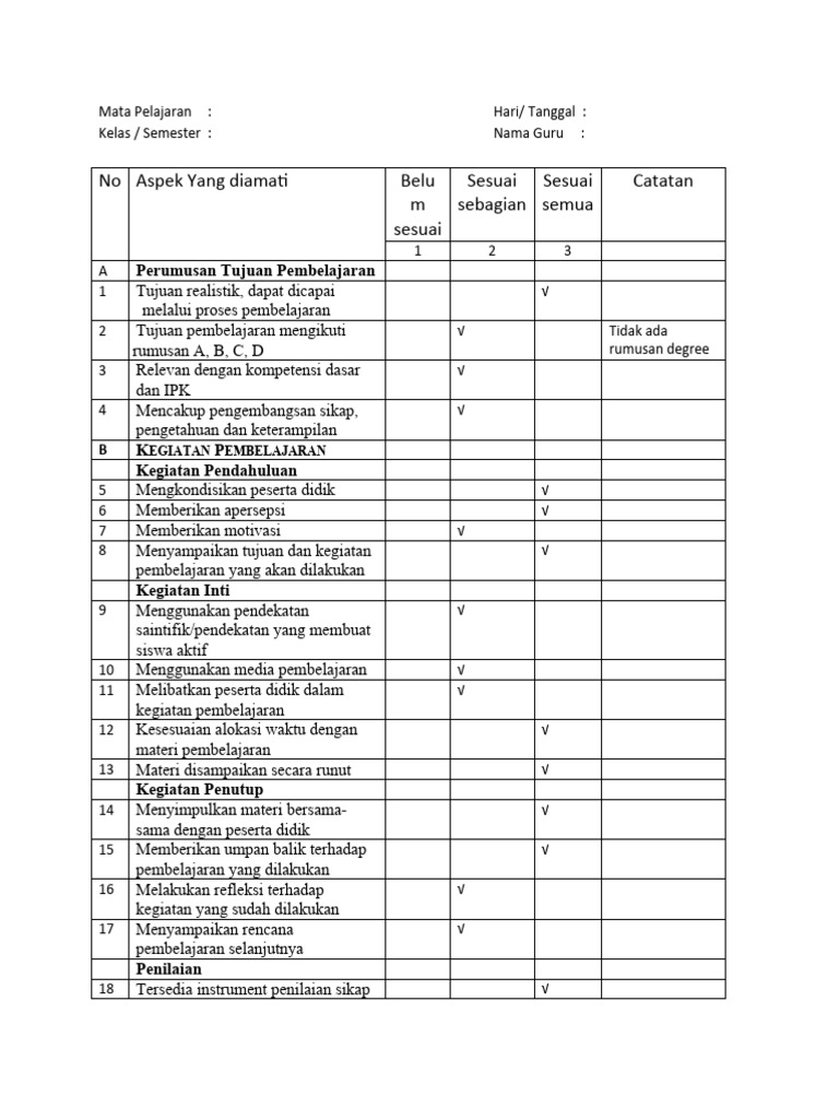 Contoh TElaah RPP | PDF