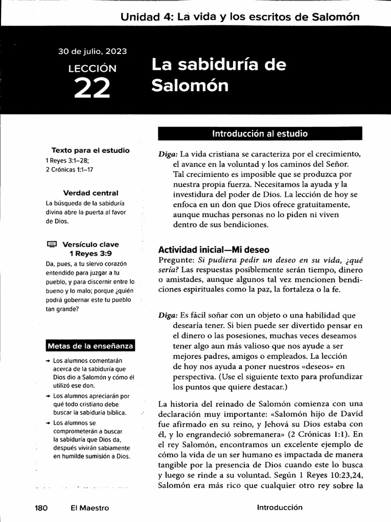 Leccion-22.-23-B. La-sabiduria-de-Salomon-maestro | PDF