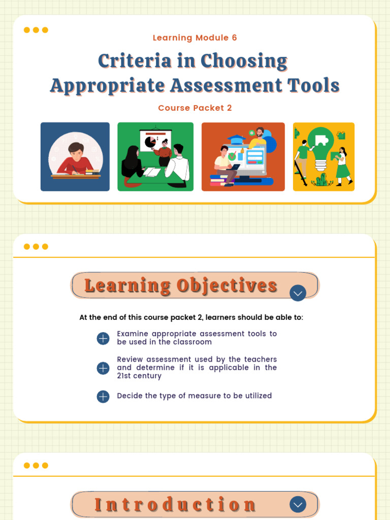 Criteria for Selecting Assessment Tools | PDF | Educational Assessment ...