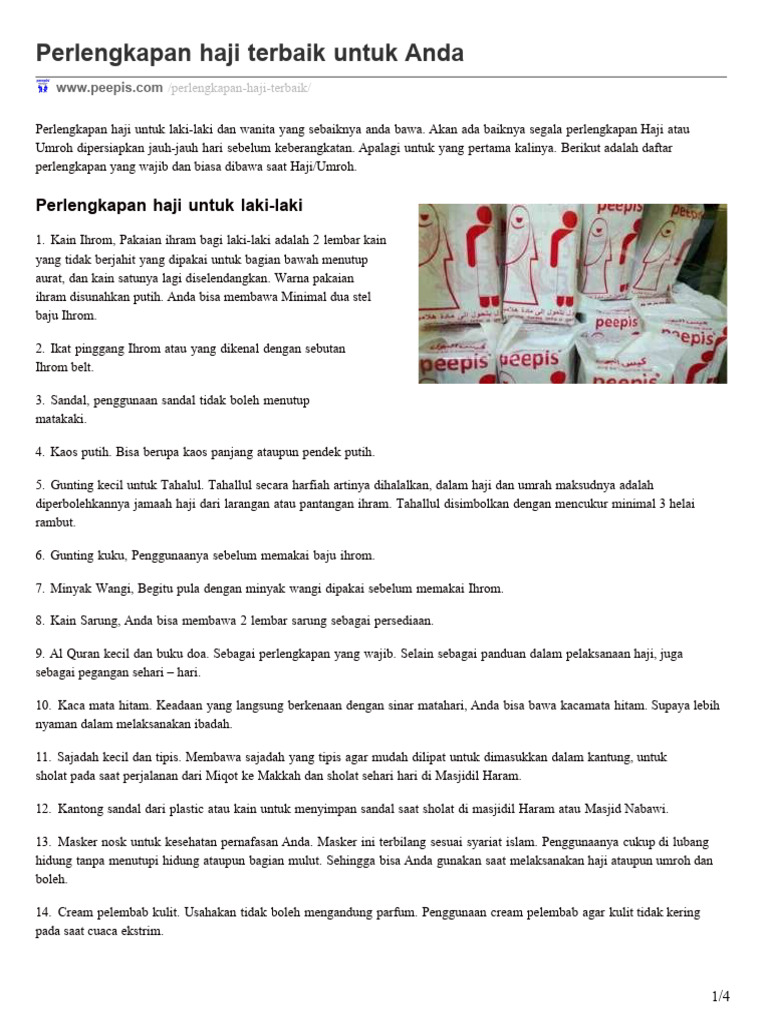 Perlengkapan Haji Terbaik Untuk Anda | PDF