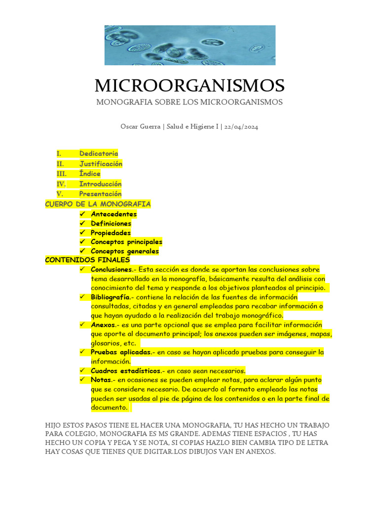 MICROORGANISMOS (MONOGRAFIA) OSKITAR | PDF | Virus | Las bacterias