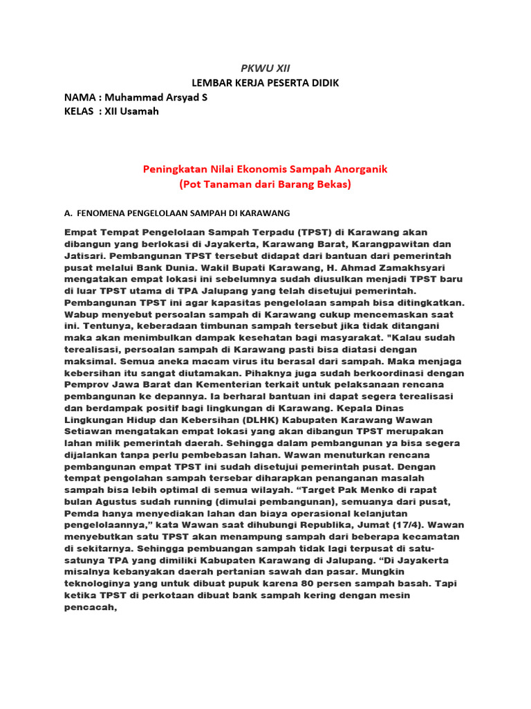 LKPD PKWU - Usamah 2 | PDF