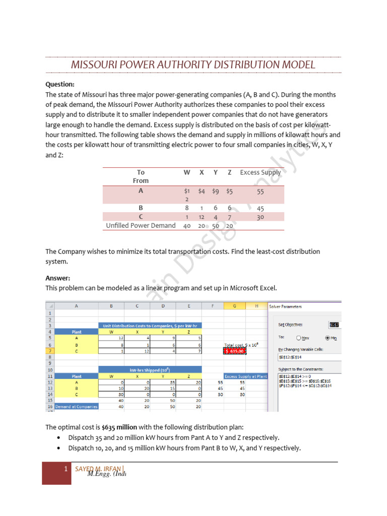 Missouri Power Authority Distribution Model | PDF