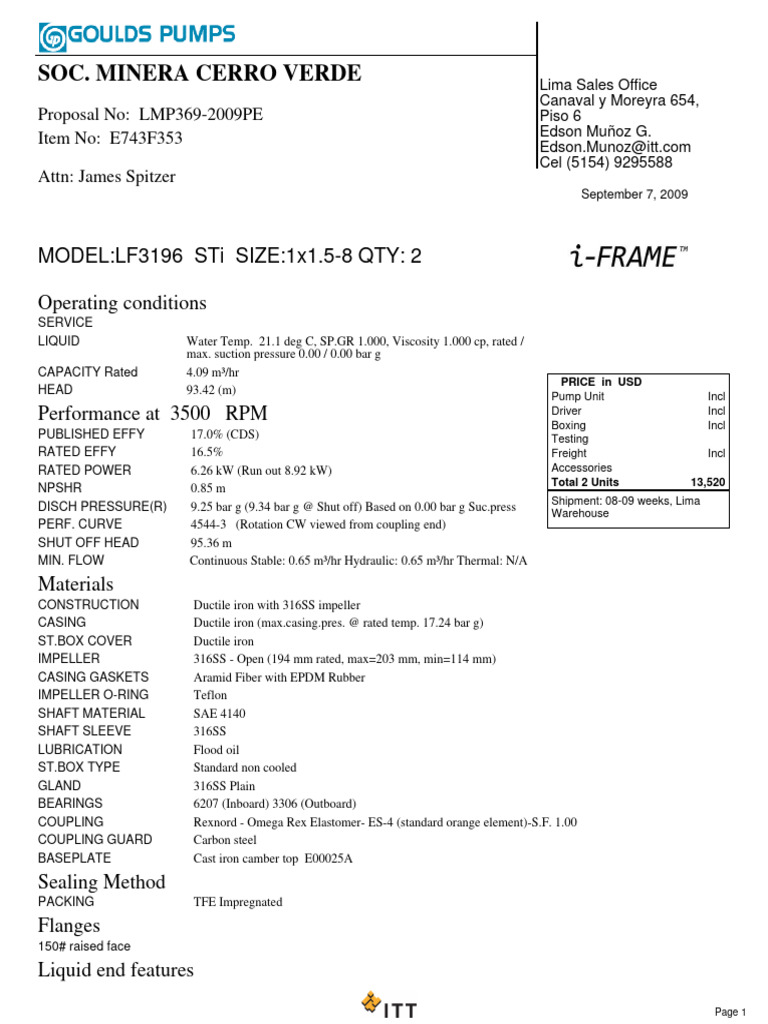 LMP369-2009PE Rev01 SMCV Gland Seal Pump | PDF | Legal Liability | Letter Of Credit