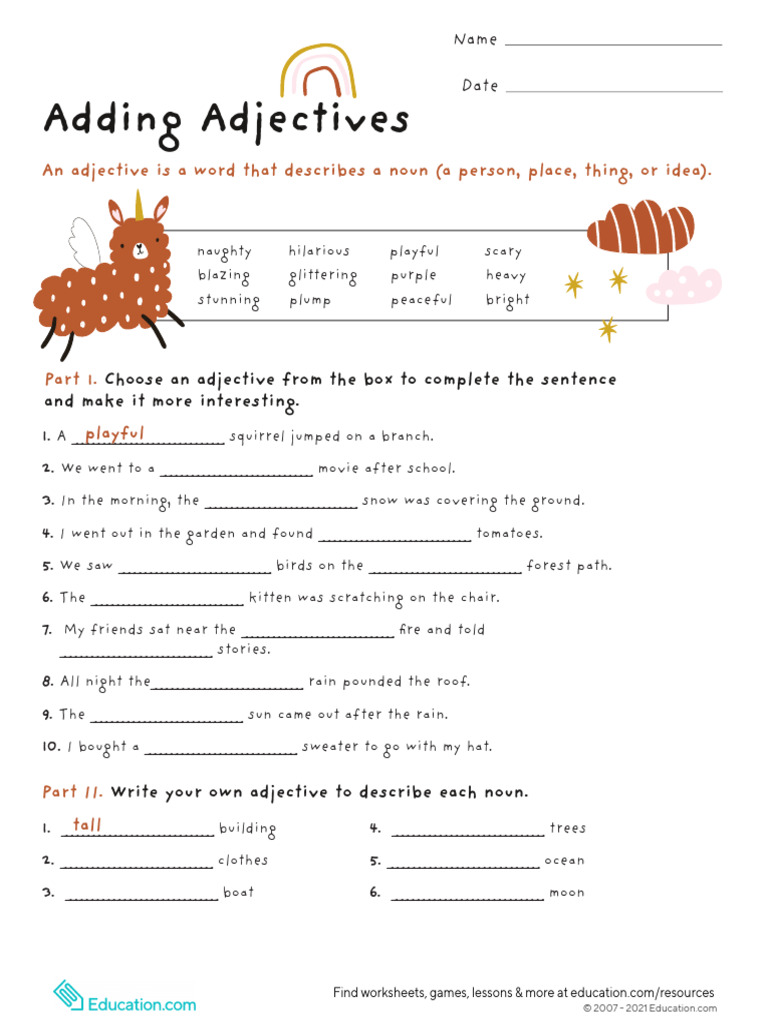 Writing Adjectives Using Adjectives | PDF | Language Arts & Discipline